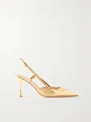 GIANVITO ROSSI Ascent 85 Mirrored-leather Slingback Pumps