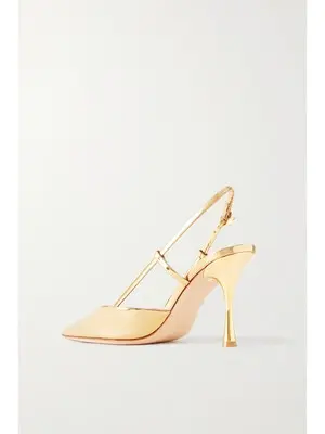 GIANVITO ROSSI Ascent 85 Mirrored-leather Slingback Pumps