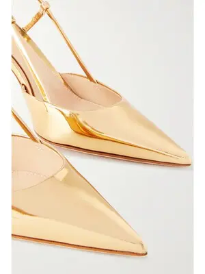 GIANVITO ROSSI Ascent 85 Mirrored-leather Slingback Pumps