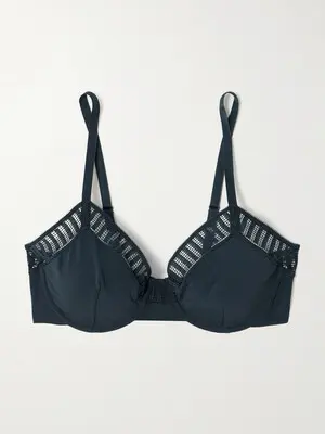 ERES Paulette Lace-trimmed Stretch-jersey Underwired Bra - Blue