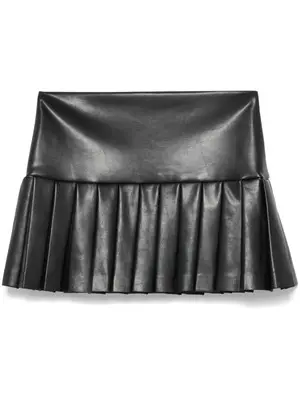 Pleated Faux Leather Mini Skirts