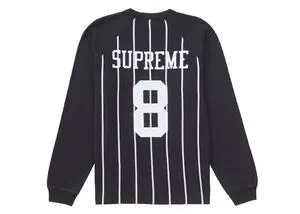 Supreme Stripe Raglan Long Sleeve Top - Black