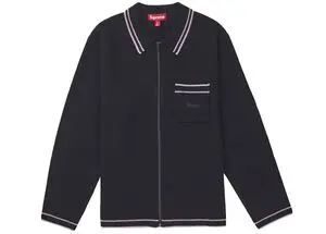 Supreme Zip Up Polo Shirt Sweater - Black