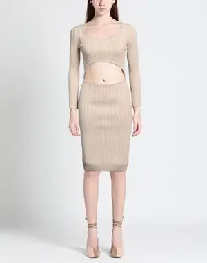 VICOLO Midi Bodycon Dress - Beige