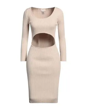 VICOLO Midi Bodycon Dress - Beige