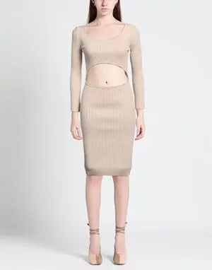 VICOLO Midi Bodycon Dress - Beige