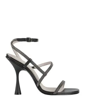 Fabiana Filippi Leather Embellished Slingback Sandals - Black