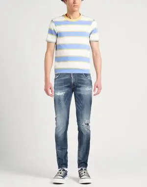 Dsquared2 Jeans In Cotton, Polyester, Elastane, And Cow Leather - Blue