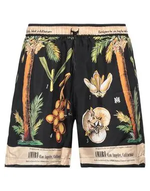 Amiri Floral-print Satin Shorts - Black