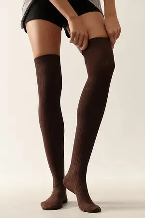 Anthropologie Ribbed Over-the-knee Socks - Brown