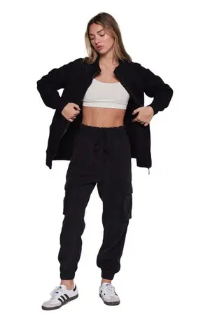 REBODY Effortless Fleece Oversized Jacket - Black