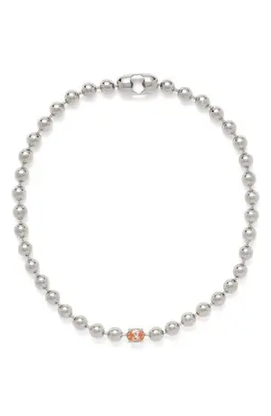 Lady Grey Selene Ball Chain Necklace - Silver/ Peach