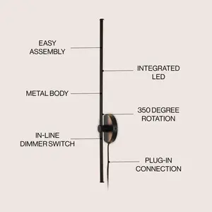 JONATHAN Y Anton 1-light Modern Minimalist Iron Adjustable Bar Integrated Led Plug-in Sconce - Yellow