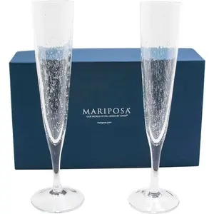 MARIPOSA Bellini Set Of 2 Bubble Champagne Flutes - Clear