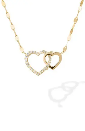 Lana Jewelry 14k Interlocking Diamond Heart Pendant Necklace - Gold