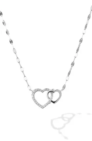 Lana Jewelry 14K Interlocking Diamond Heart Pendant Necklace White Gold