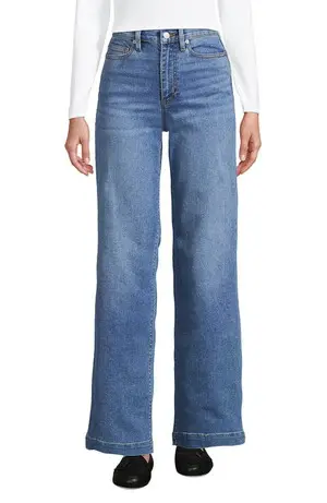 LANDS' END High-rise Wide Leg Denim Jeans - Beau Blue
