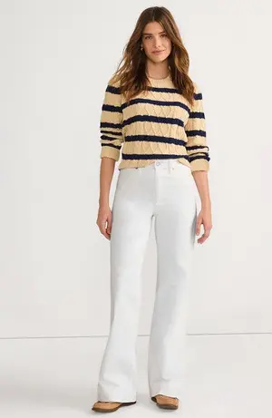 LANDS' END High-rise Wide Leg Denim Jeans - White