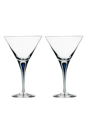 ORREFORS Intermezzo' Martini Glasses - Clear/ Blue