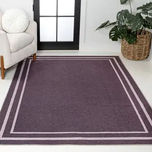 JONATHAN Y Sloane Classic 2-stripe Border Washable Area Rug - Purple/light Purple