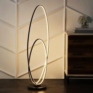 JONATHAN Y Looper Metal Modern Contemporary Oval Dimmable Integrated Led Floor Lamp