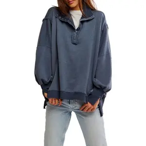 Free People Oversized Henley Top - Navy