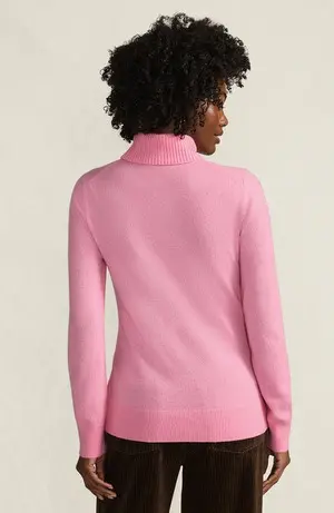 LANDS' END Cashmere Turtleneck Sweater - Seaside Pink