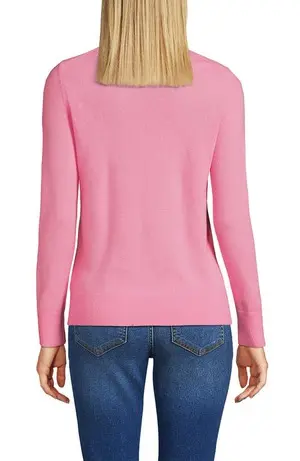 LANDS' END Cashmere Turtleneck Sweater - Seaside Pink