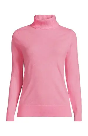 LANDS' END Cashmere Turtleneck Sweater - Seaside Pink
