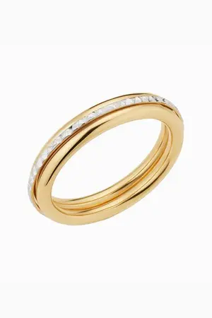 ORADINA 14k Two Tone Gold Band Ring - Yellow & White Gold