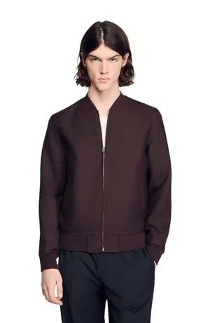 Sandro Zip-up Bomber Jacket - Chocolate