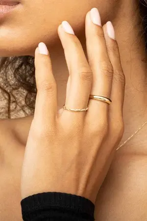 ORADINA 14k Gold Venice Link Stackable Ring