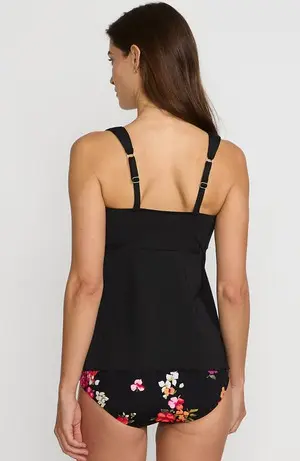 LANDS' END Adjustable Scoop Neck Tankini Top - Black
