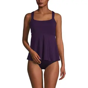 LANDS' END Adjustable Scoop Neck Tankini Top Blackberry