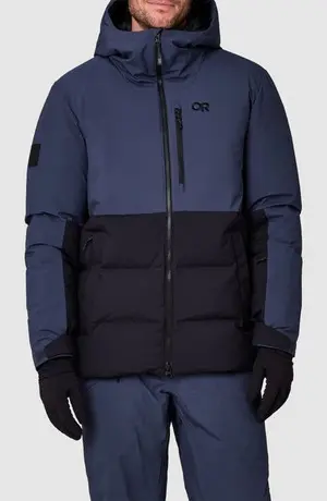 OUTDOOR RESEARCH Snowcrew 700 Fill Power Down Hooded Jacket - Atlantic/black