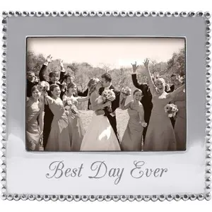 MARIPOSA Best Day Ever Beaded Trim Picture Frame - Silver