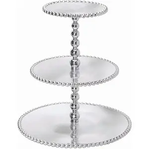 MARIPOSA String Of Pearls Tiered Cupcake Stand - Silver
