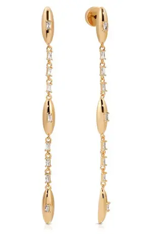 Ettika Oval Dome Linear Drop Earrings - Gold