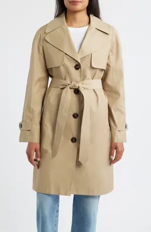 Via Spiga Water Resistant Cotton-blend Trench Coat - Birch Tan