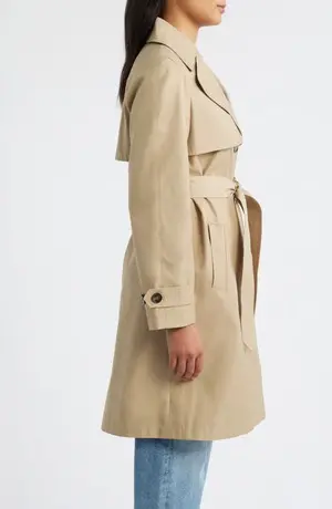 Via Spiga Water Resistant Cotton-blend Trench Coat - Birch Tan