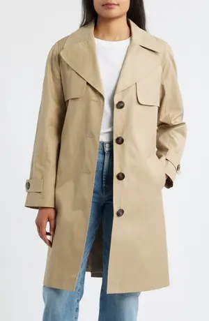 Via Spiga Water Resistant Cotton-blend Trench Coat - Birch Tan
