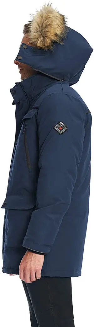 ALPINE NORTH Vegan Down Winter Parka With Removable Faux Fur - Navy