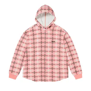 Supreme Hooded Plaid Knit Shirt - Pink