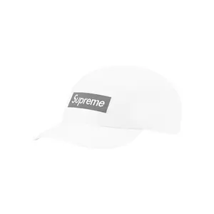 Supreme Reflective Jacquard Logo Camp Cap - White