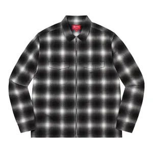 Supreme Shadow Plaid Flannel Zip Up Shirt
