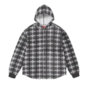 Supreme Hooded Plaid Knit Shirt - Black