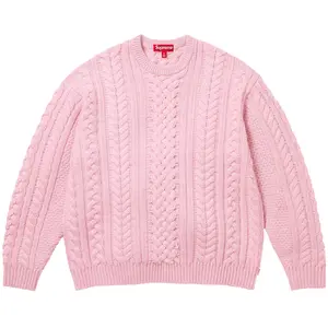 Supreme Appliqué Cable Knit Sweater - Pink