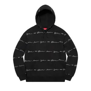 Supreme Script Stripe Hooded Sweatshirt - Black