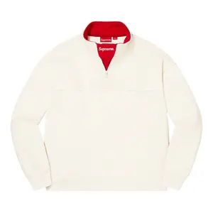 Supreme Washed Half Zip Pullover - Cream