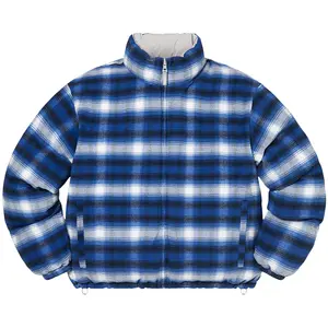 Supreme Flannel Reversible Puffer Jacket - Grey